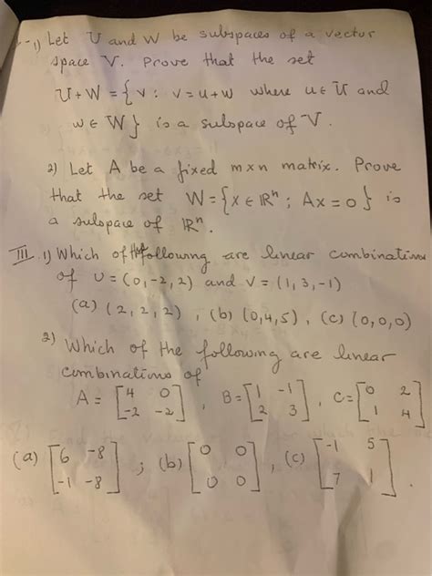 Solved Let U And W Be Subspaces Of A Vector Space V Prove