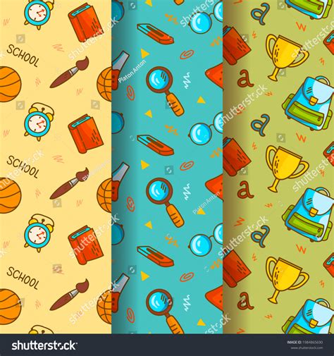 School Pattern Background Back School Wallpaper Stock Vector Royalty