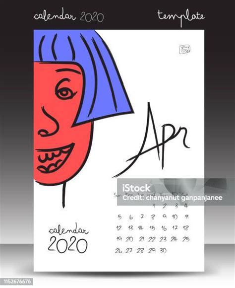 2020 레터링 달력 1 월 2020 템플릿 손으로 그린 만화 벡터 일러스트 레이 션은 엽서 선물 카드 배너 포스터 카드 및