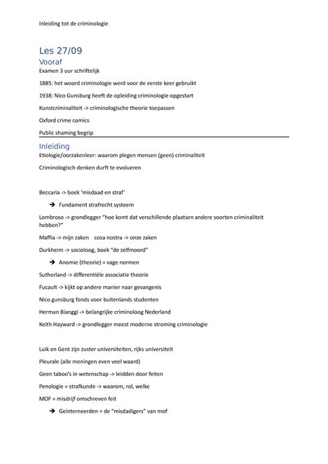 Inleiding Tot De Criminologie Powerpoint Deel 1 Les 27 Vooraf