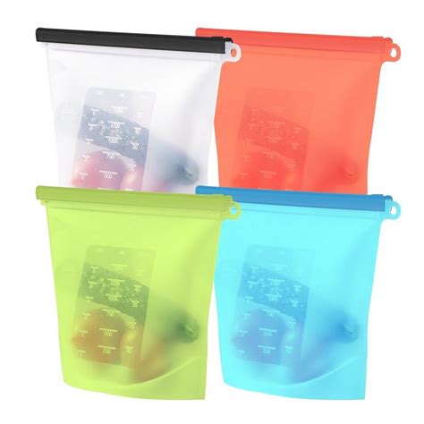 Intirilife Gemüsebeutel Silikon 4 Tlg Lebensmittelbeutel 4er Set