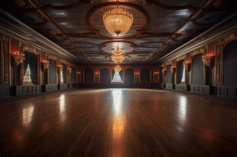 Premium Ai Image Dramatic Empty Dance Floor In Sophisticated Ballroom