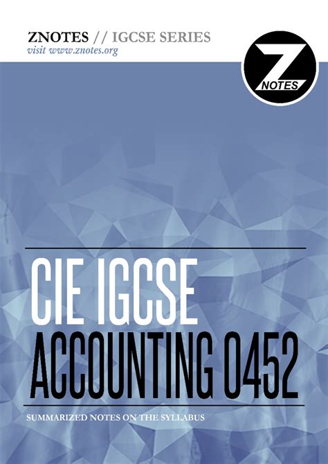 Cie Igcse Accounting 0452 V1 Znotes Table Of Contents 2 Preface Preface 2 Chapter 1 The