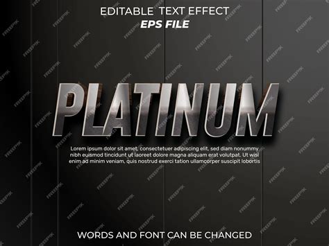 Premium Vector | Platinum text effect font editable typography 3d text ...