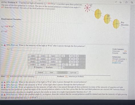 Solved 11 Problem 9 Unpolarized Light Of Intensity Chegg