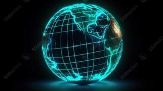 An Animated Globe In Blue Light Powerpoint Background For Free Download Slidesdocs