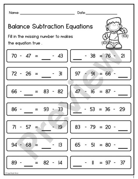 Halloween Balancing 2 Digit Addition And Subtraction Equations Worksheets Bundle