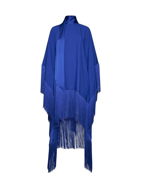 Buy Taller Marmo Mrs Ross Fringed Crêpe Kaftan Blue At 33 Off
