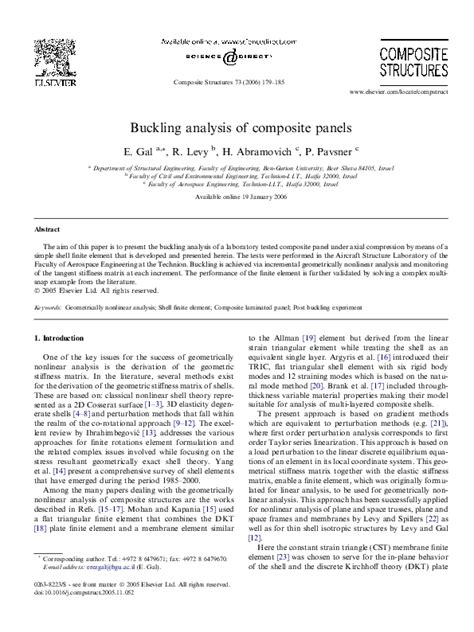 Pdf Buckling Analysis Of Composite Panels