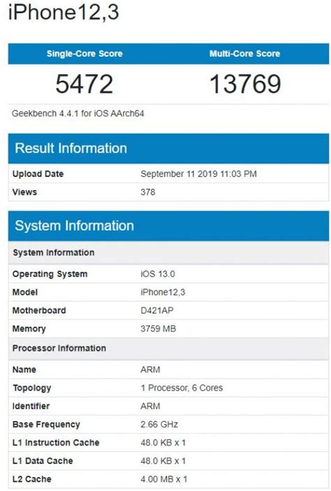 Alleged Iphone 11 Pro Shows Up On Geekbench With 4gb Of Ram News