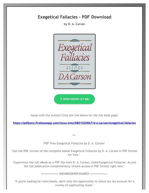 Pdf Free Exegetical Fallacies By D A Carson By Makenzieschmittxi Issuu