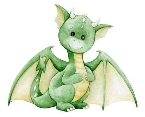Grüner Drache Ist Ein Symbol Für Eine Neue Aquarellillustration Eines