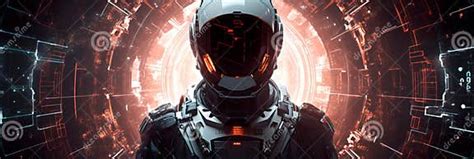 Programmer In A Space Age Suit Symbolizing The Future Of Coding In Space Technology Stock