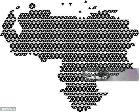 베네수엘라 지도 노드로 패턴 기하학적 배경을 반복 하는 검은 삼각형에서 추상적 인 도식 벡터 일러스트입니다 3차원 형태에 대한 스톡 벡터 아트 및 기타 이미지 Istock