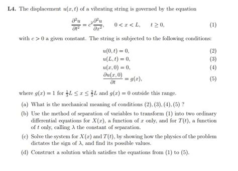 Solved The Displacement U X T Of A Vibrating String Is Chegg Com