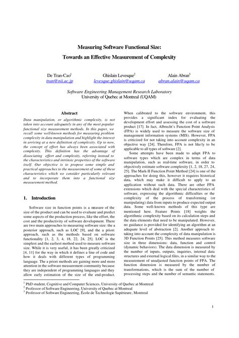 Pdf Measuring Software Functional Size Towards An Effective