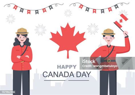 7월 1일 벡터 일러스트레이션에서 해피 캐나다의 날 축하 인사말 카드 포스터 및 배경에 적합 캐나다에 대한 스톡 벡터 아트 및 기타 이미지 Istock