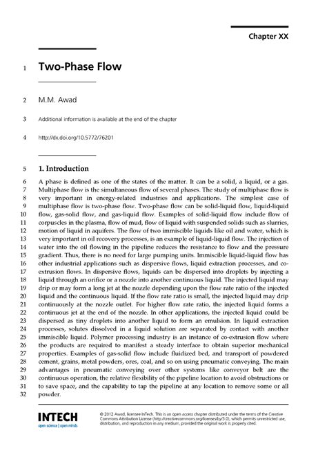 Two Phase Flow Two Phase Flow Chapter XX Awad Licensee InTech This Is An Open