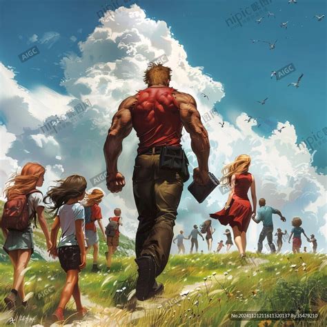 Ai创作图电影原画插画 老外插画 人物大场景插画 欧美动漫插画 电影原画插画海报 电影插画原画海报 概念艺术插图 美式漫画场景 欧美画风 电影原画 勇敢者游戏 英雄的想象 插画背影 青少年儿插