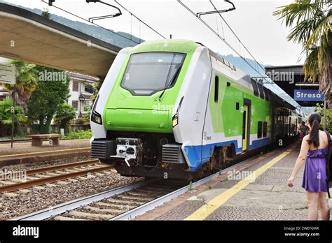 A Trenord Class Etr421 No 421 035 Arrives At Stresa Station With A A Trenord Class Etr421 No 421 035 Arrives At Stresa Station With A