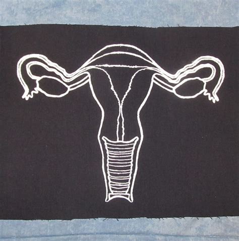 Uterus Patch LARGE Bag Shirt Or Back Patch Size White On