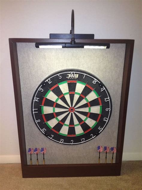 Details About LED LIGHTED Dartboard Backboard Cabinet DMI Bristle Dart Board Sandstone Brown