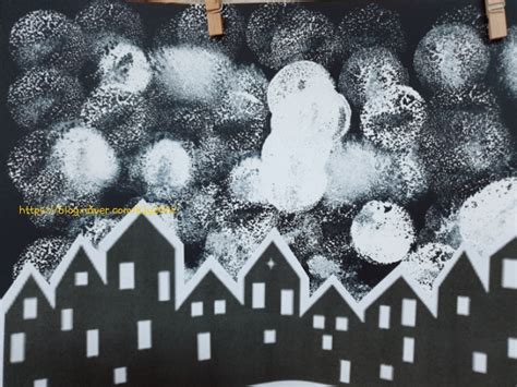 [영아미술 겨울] 겨울환경구성 눈내리는 겨울표현하기 ☆ 겨울 그림자집 도안으로 꾸미는 겨울미술 집그림자일러스트