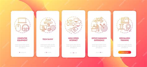 Premium Vector Employee Skills Red Onboarding Mobile App Page Screen With Concepts Isolated