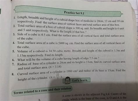 Practice Set Length Breadth And Height Of A Cuboid Shape Box Of M