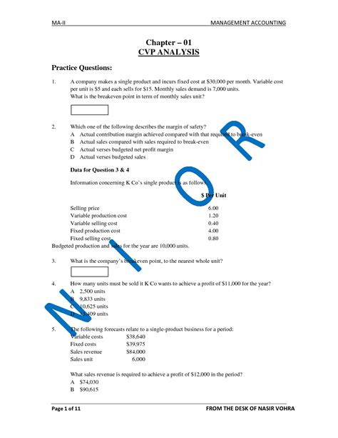 Solution Cvp Analysis Practice Questions Studypool