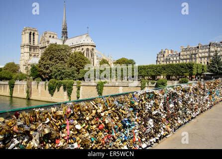 Liebesschlösser auf der Brücke Pont des Arts Institut de France im Hintergrund Frankreich