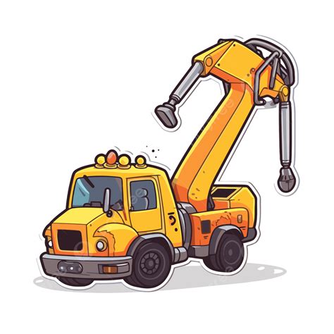 크레인이 부착된 만화 일러스트 트럭 벡터 만화 일러스트 벡터 일러스트 끌리는 배 Png 일러스트 및 벡터 에 대한 무료 다운로드 Pngtree
