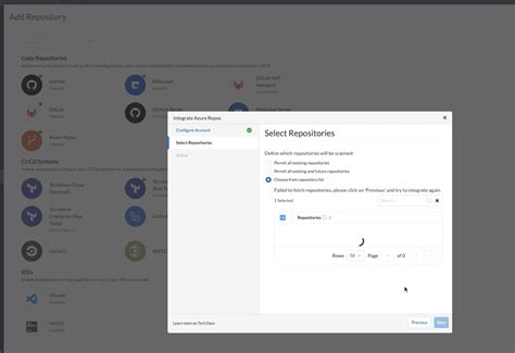 Failed To Fetch Repositories Error Azure Repos