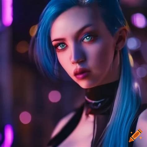 Female Cyberpunk Spacer With Blue And Dark Purple Hair On Craiyon