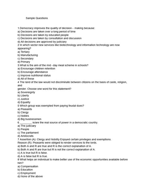 Sample Questions For History Political Science Copy Pdf