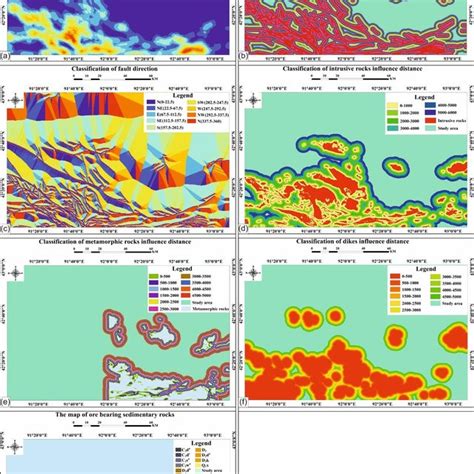 spatial analysis maps of geological data a fault density b fault