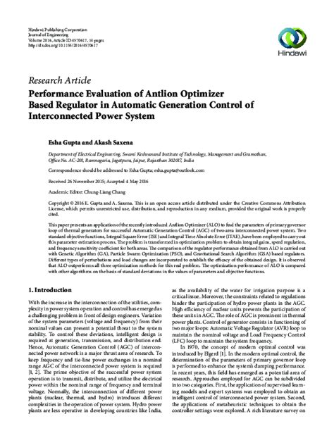 Pdf Performance Evaluation Of Antlion Optimizer Based Regulator In