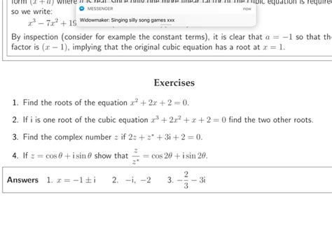 Solved When Given One Root Of A Cubic Complex In This