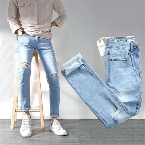 Quần Jean Nam Skinny Màu Xanh Retro Avocado Quần Bò Co Giãn 4 Chiều