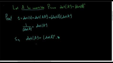 Linear Algebra Determinant Proof Det A 1 Deta 1 Algebra