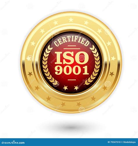 ISO 9001 Certified Medal Quality Management System Stock Vector