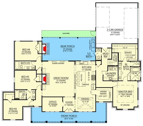 Well Balanced Acadian Farmhouse Style 4 Bed House Plan Under 2800