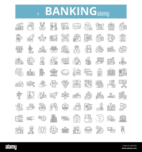 Banking Icons Line Symbols Web Signs Vector Set Isolated Illustration Stock Vector Image