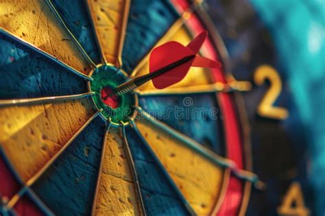 Dart Arrow Hitting In The Target Center Of Dartboard Generative Ai