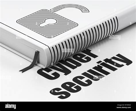 Protection Concept Book Opened Padlock Cyber Security On White
