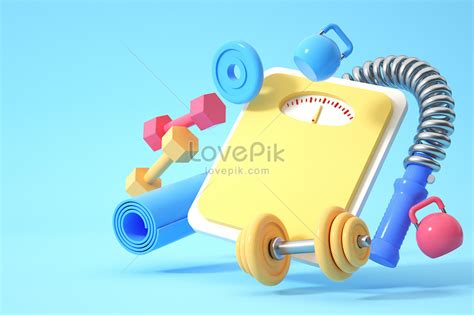 부동 피트니스 장비 배경 배경 사진 및 창의적인 일러스트 무료 다운로드 Lovepik