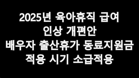 2025년 육아휴직 급여 인상 개편안 배우자 출산휴가 동료지원금 적용 시기 소급적용