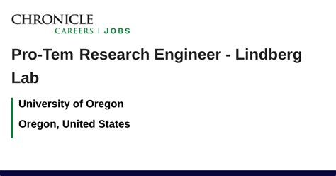 Pro Tem Research Engineer Lindberg Lab Job With University Of Oregon