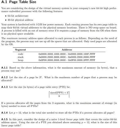 solved a 1 page table size you are considering the design of