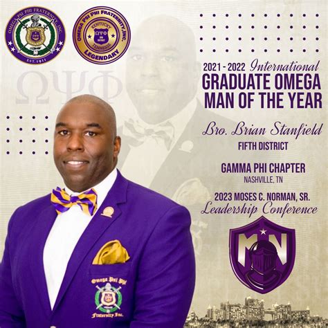 Brian Stanfield Of The Gamma Phi Chapter Omega Psi Phi Fraternity Inc Awarded International